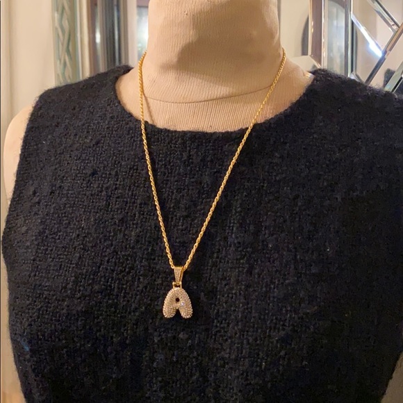 cheaplux | Jewelry | Gold A Bubble Letter Chain | Poshmark